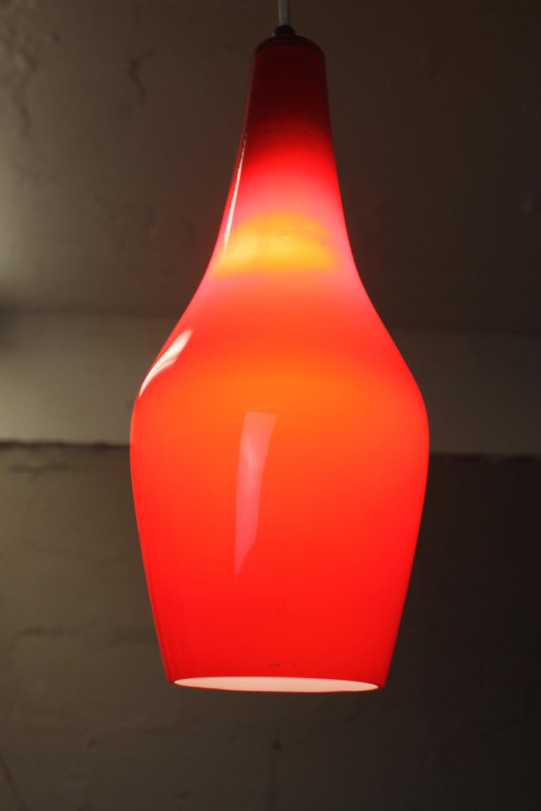 Mid-Century Modern Hand Blown Cased Red Teardrop Glass Pendant Light ...
