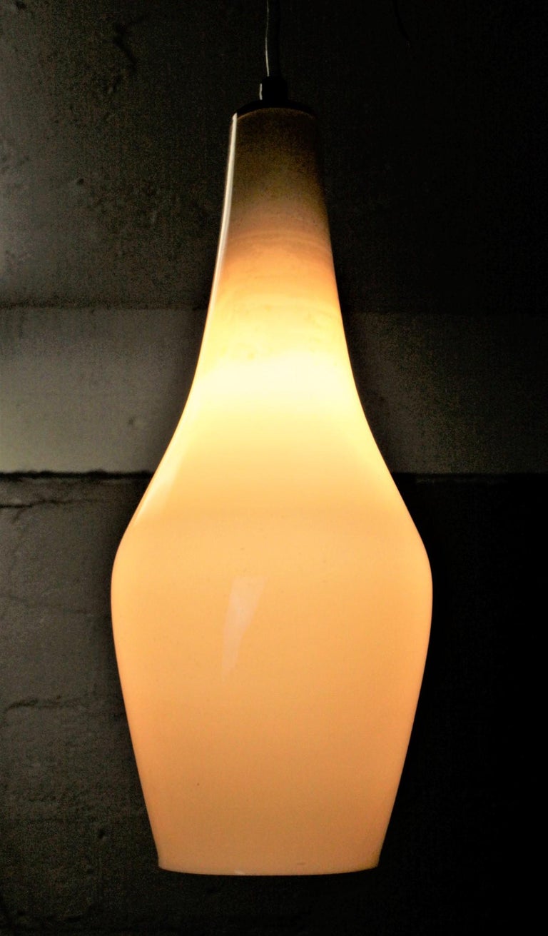 Mid-Century Modern Hand Blown Cased Yellow or Gold Glass Pendant Light ...
