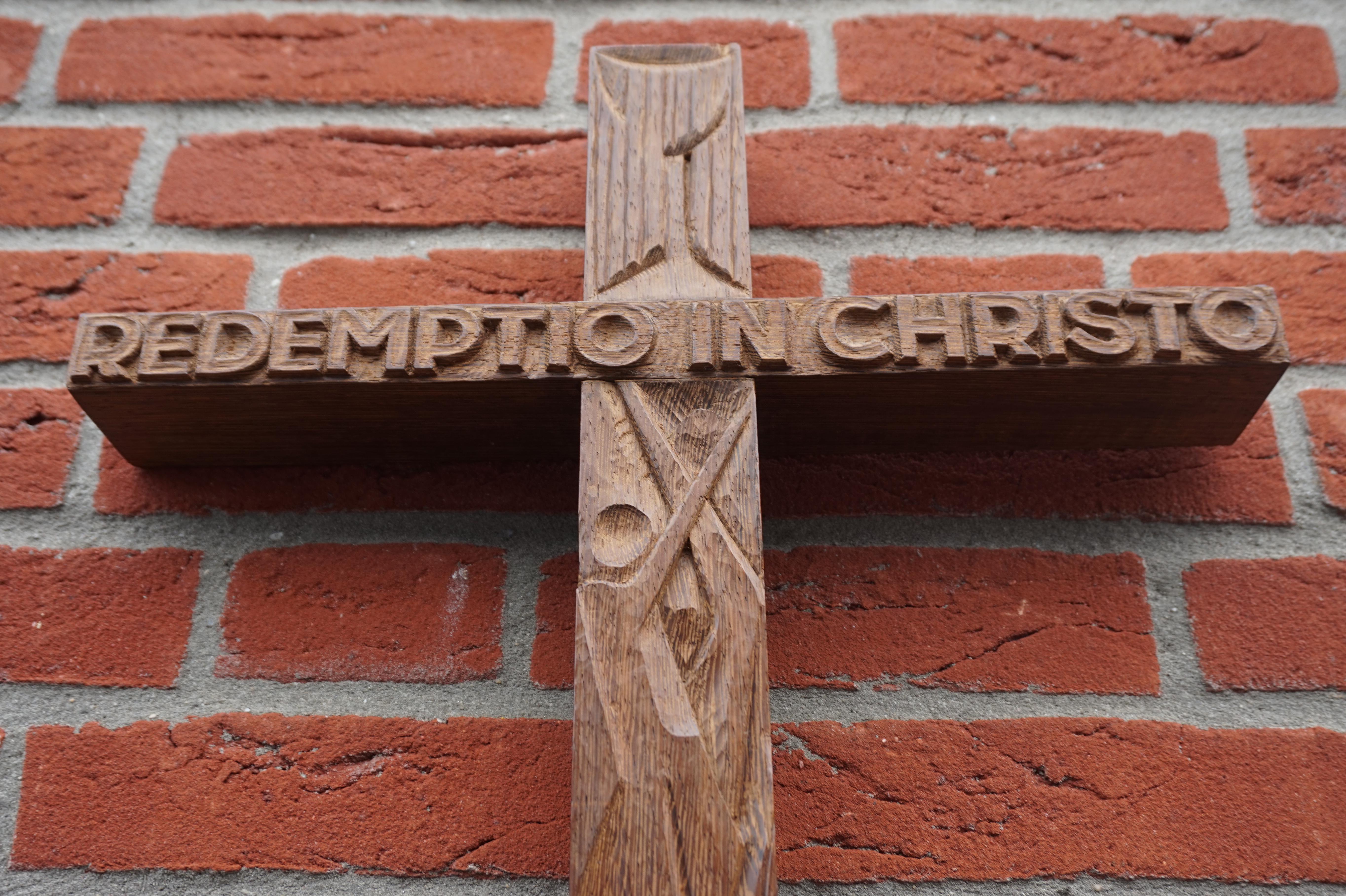 Mid-Century Modern Hand Carved Christian Cross That Reads REDEMPTIO IN ...