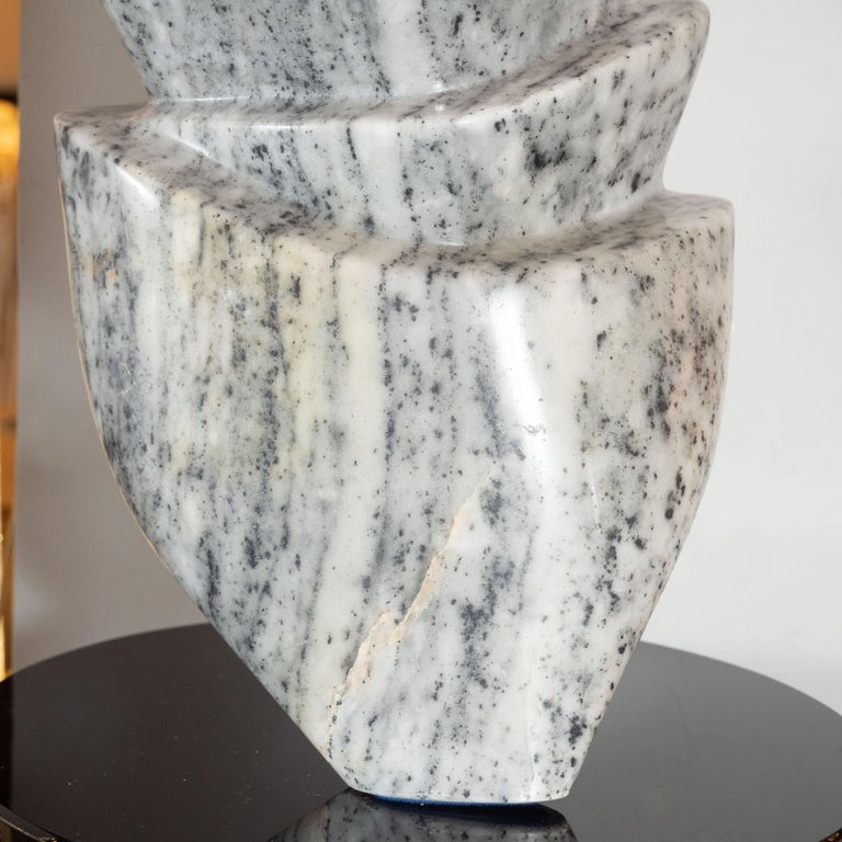 Mid-Century Modern Hand Carved Grisaille Granite Sculpture on Custom ...