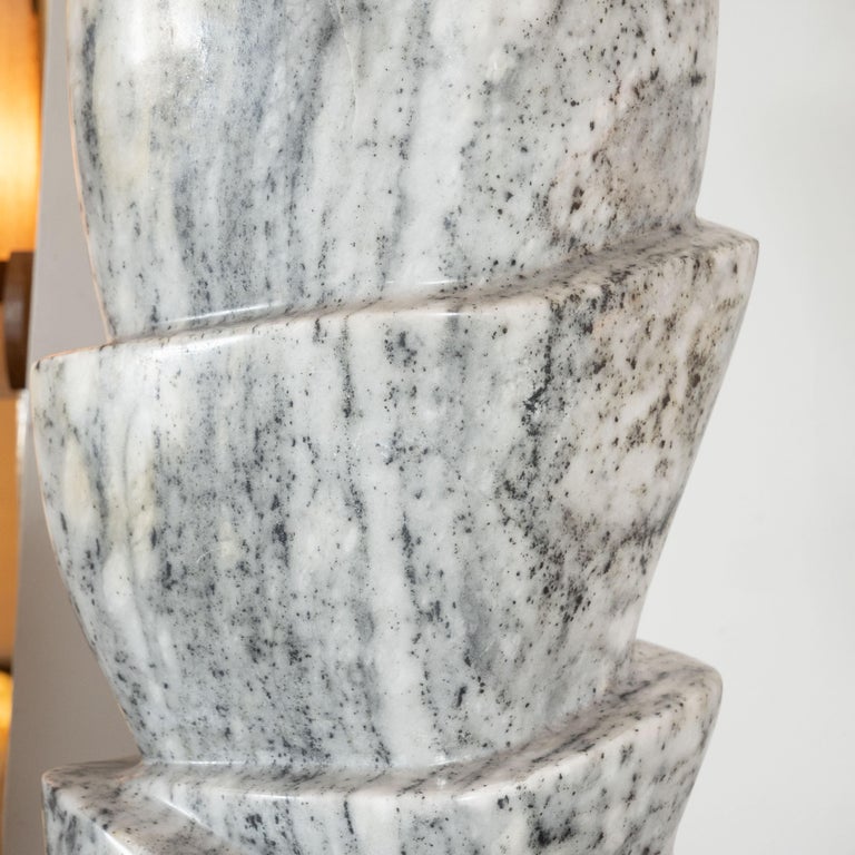 Mid-Century Modern Hand Carved Grisaille Granite Sculpture on Custom ...