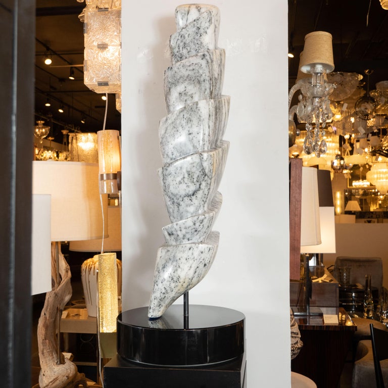 Mid-Century Modern Hand Carved Grisaille Granite Sculpture on Custom ...