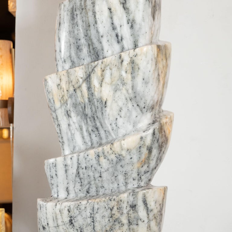Mid-Century Modern Hand Carved Grisaille Granite Sculpture on Custom ...