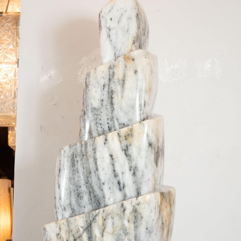Mid-Century Modern Hand Carved Grisaille Granite Sculpture on Custom ...