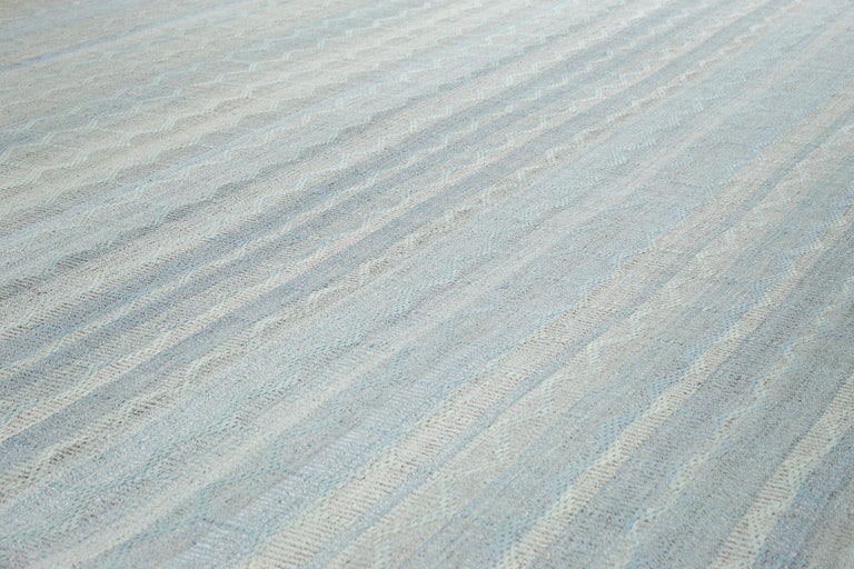 Mid-Century Modern Handwoven Flat-Weave Honeycomb Pattern Rug in Grey ...