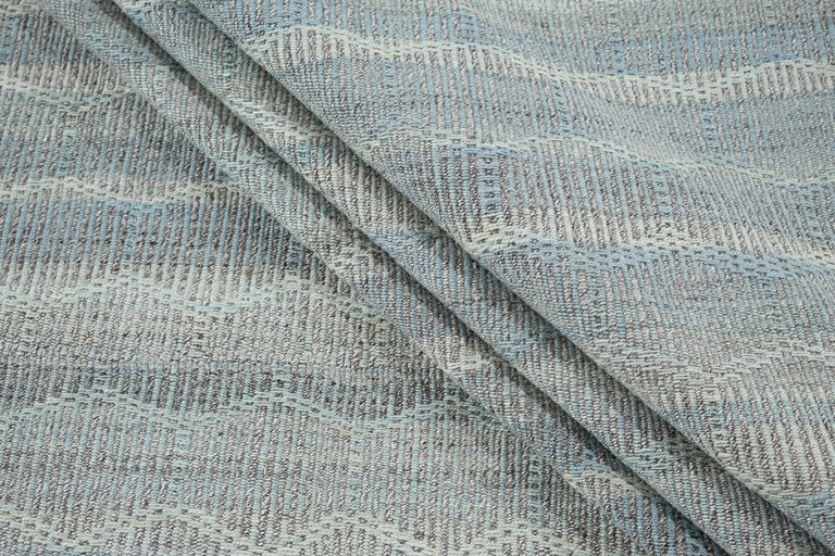 Mid-Century Modern Handwoven Flat-Weave Honeycomb Pattern Rug in Grey ...