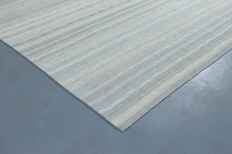 Mid-Century Modern Handwoven Flat-Weave Honeycomb Pattern Rug in Grey ...