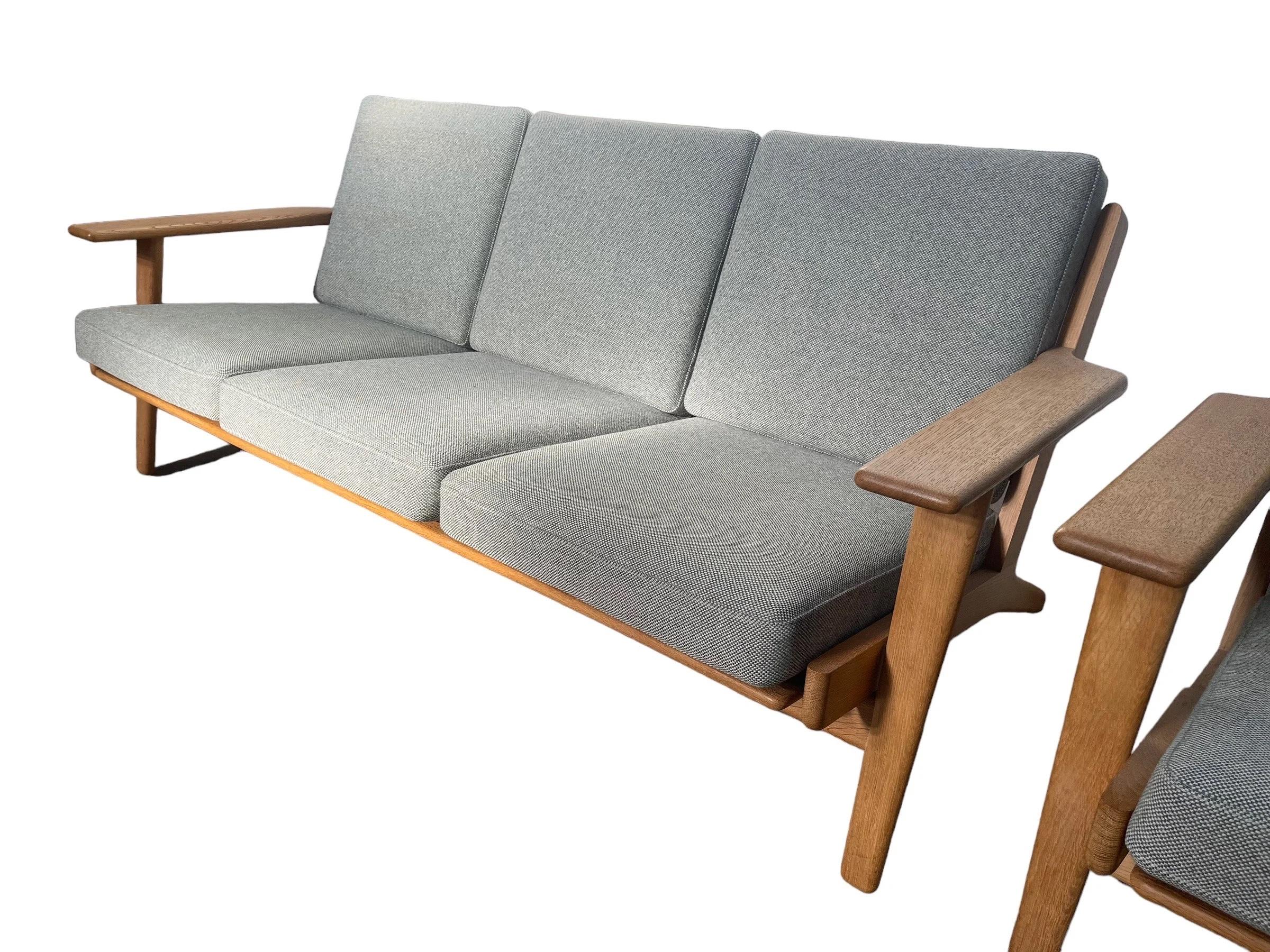 Mid-Century Modern Hans J Wegner GE290 3 and 2 seater Oak sofa set For Sale at 1stDibs