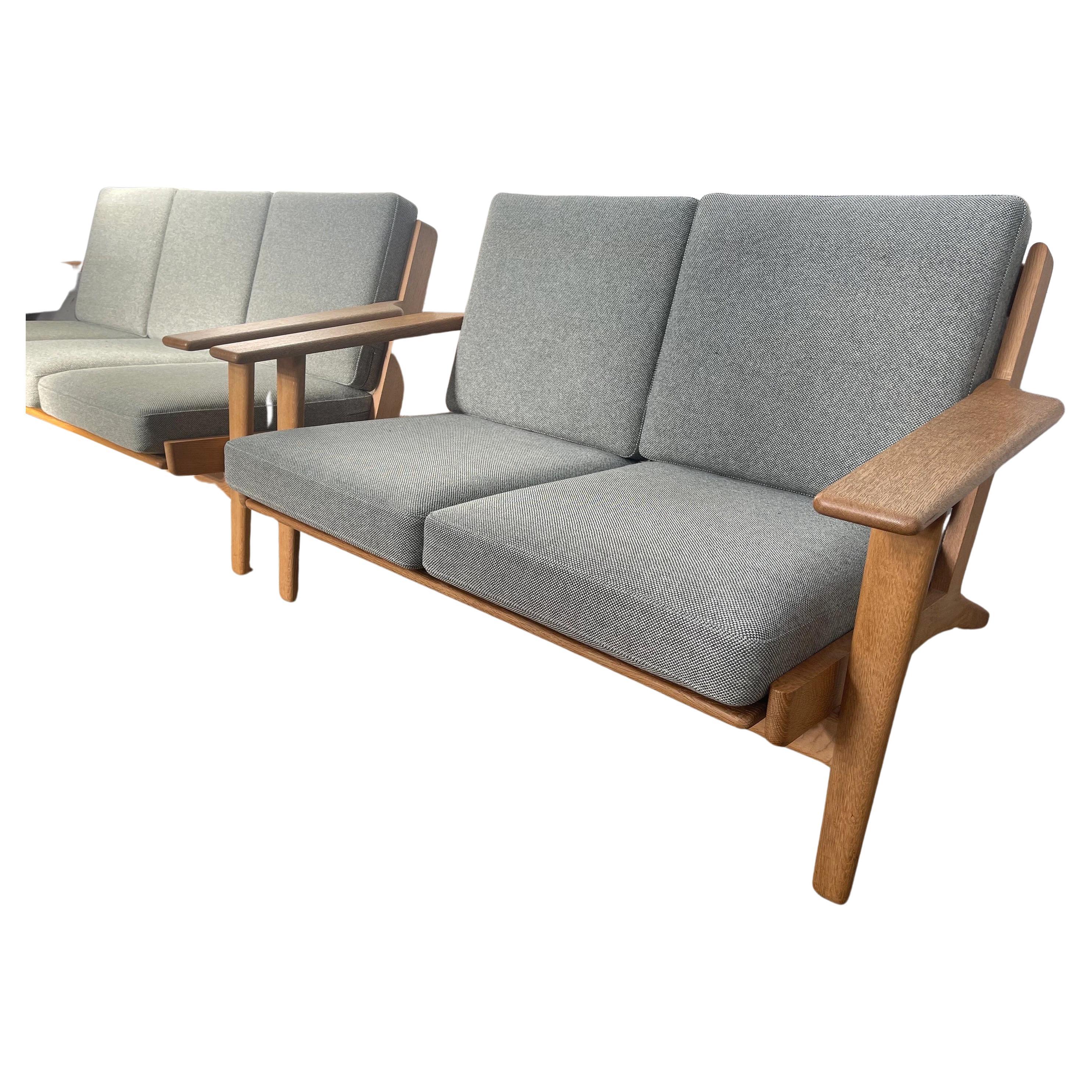 Mid-Century Modern Hans J Wegner GE290 3 and 2 seater Oak sofa set For Sale at 1stDibs