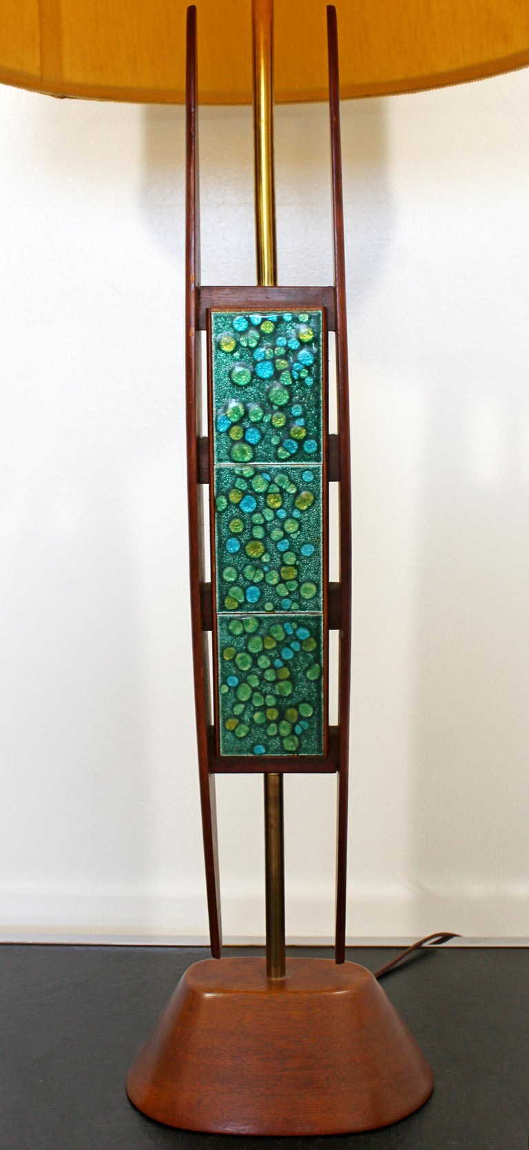 Mid-Century Modern Harris Strong Teak Enamel Tile Table Lamp Martz Era ...