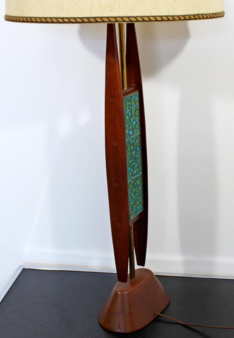 Mid-Century Modern Harris Strong Teak Enamel Tile Table Lamp Martz Era ...