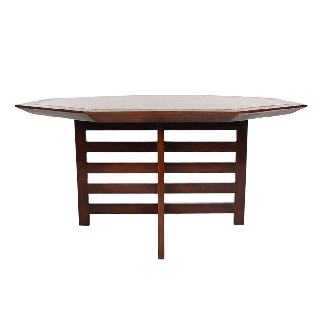 Mid-Century Modern Harvey Probber Walnut and Travertine Marble Card ...