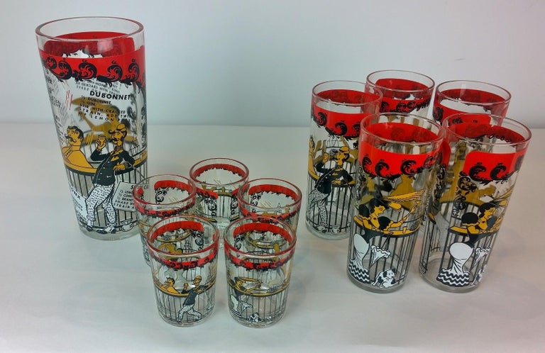 Set of 11 Red, Black and Gold Moulin Rouge Theme Overlay Cocktail ...