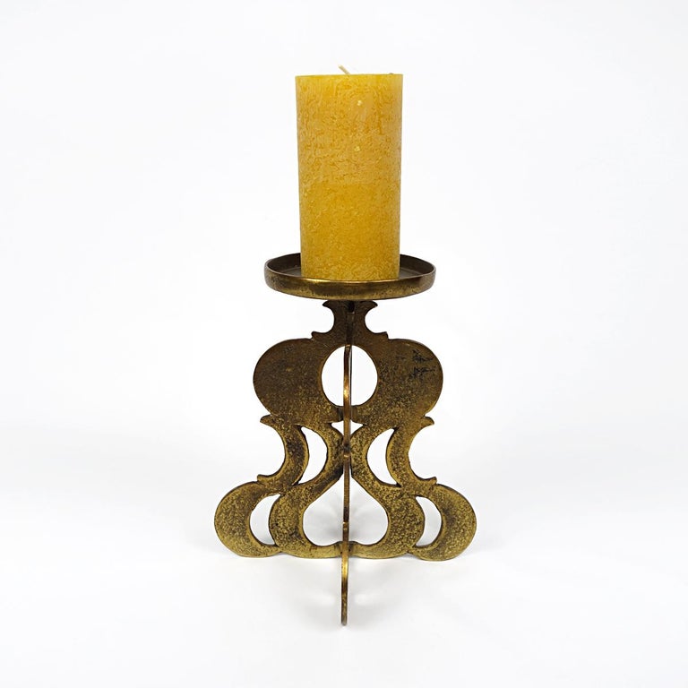 Mid-Century Modern Heavy Black Copper High Table Model Candlestick For ...