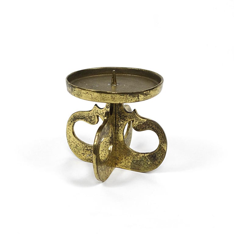 Mid-Century Modern Heavy Black Copper Low Table Model Candlestick For ...