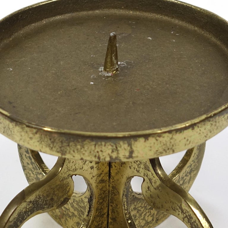 Mid-Century Modern Heavy Black Copper Low Table Model Candlestick For ...