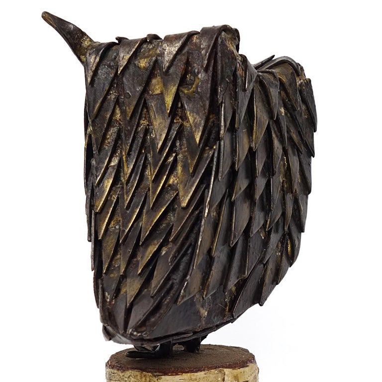 Mid-Century Modern Heavy Copper Owl Sitting on a Birch Trunk For Sale ...