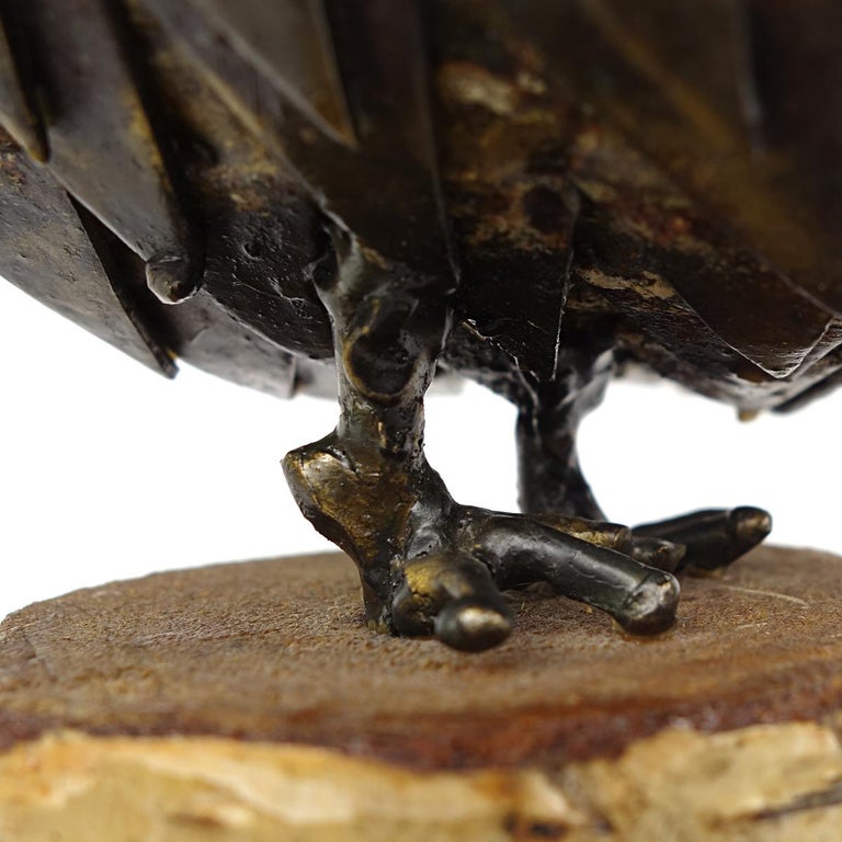 Mid-Century Modern Heavy Copper Owl Sitting on a Birch Trunk For Sale ...