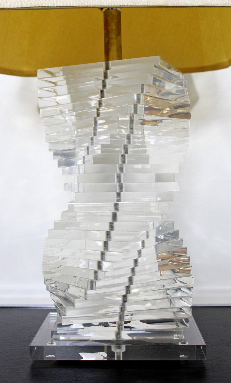 Mid-Century Modern Helix Stacked Lucite Table Lamp Original Finial For ...
