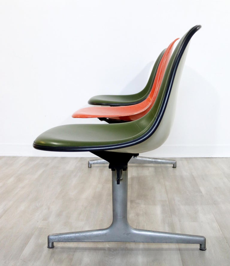 Mid-Century Modern Herman Miller Tandem Metal 3 Shell Seat Bench at 1stDibs