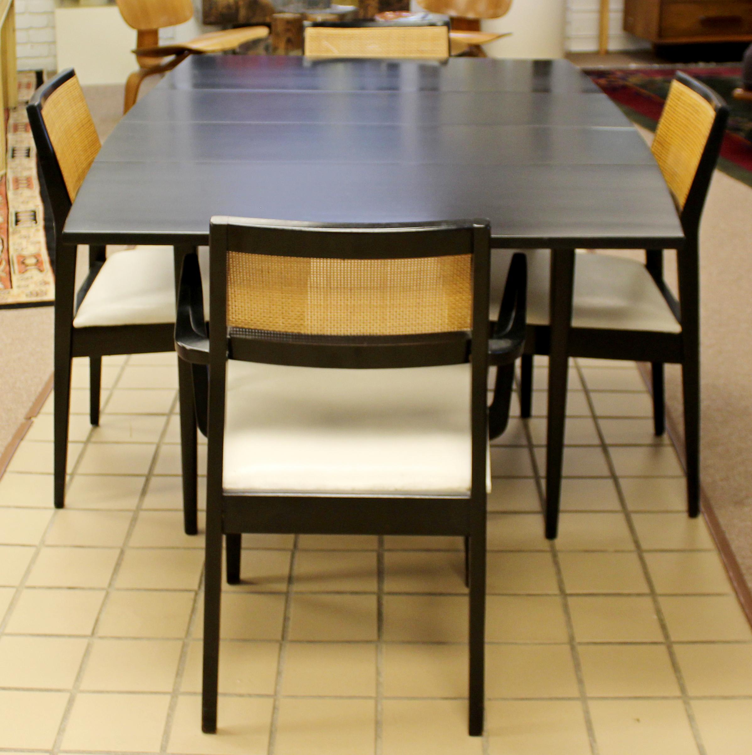 Mid-Century Modern Hibriten Black and Cane Dinette Set 4 Chairs 3 ...