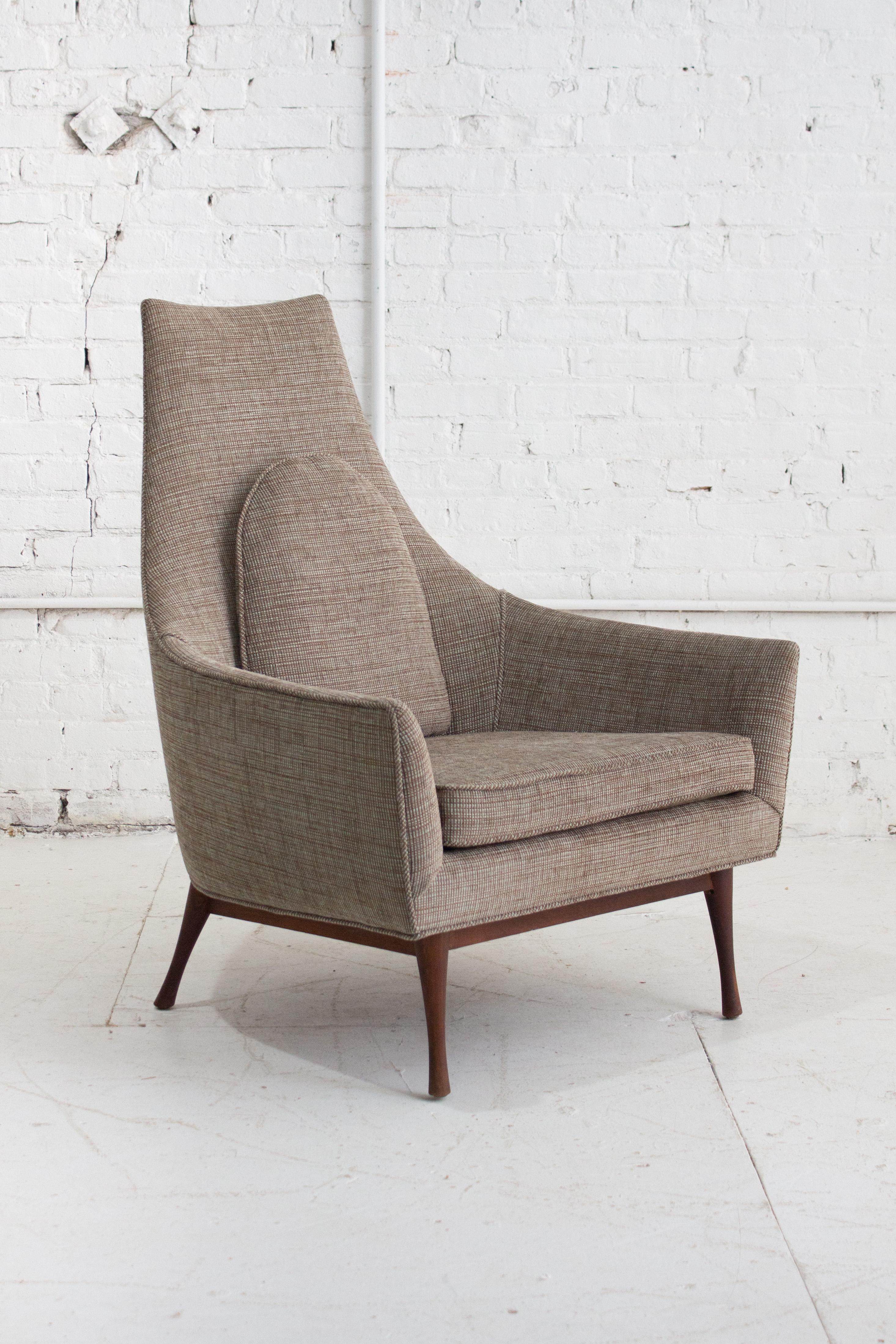 Mid Century Modern High Back Chair and Ottoman For Sale at 1stDibs