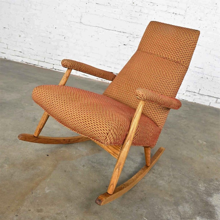 Mid-Century Modern High Back Rocker Rocking Chair For Sale at 1stDibs