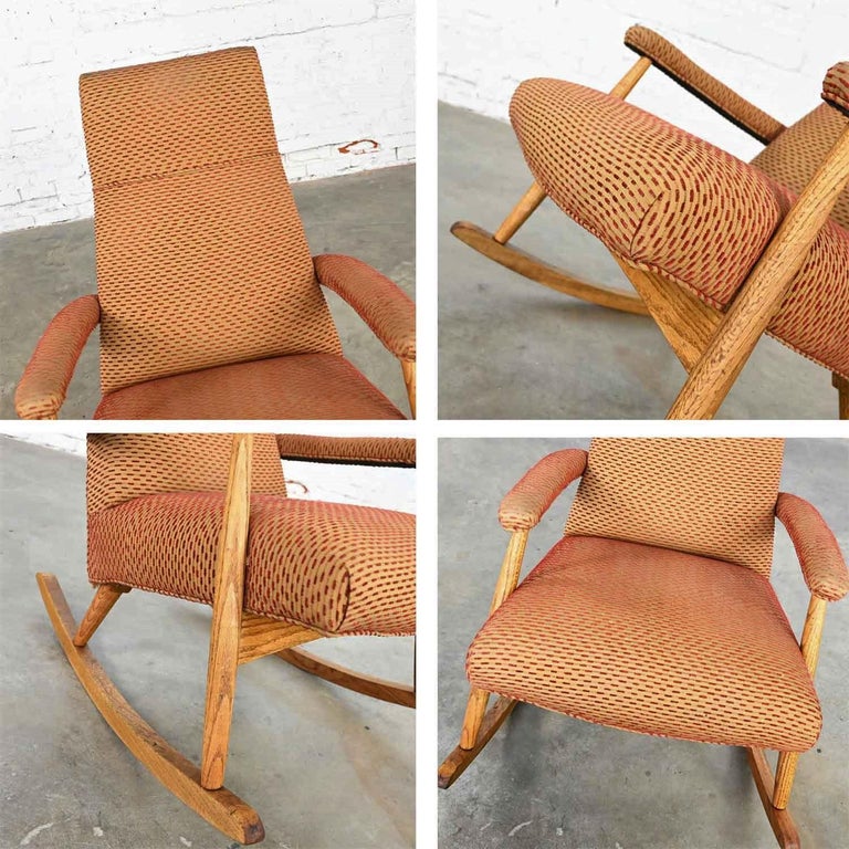 Mid-Century Modern High Back Rocker Rocking Chair For Sale at 1stDibs