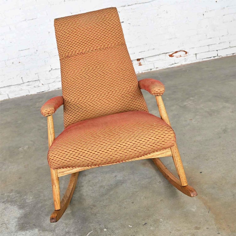 Mid-Century Modern High Back Rocker Rocking Chair For Sale at 1stDibs