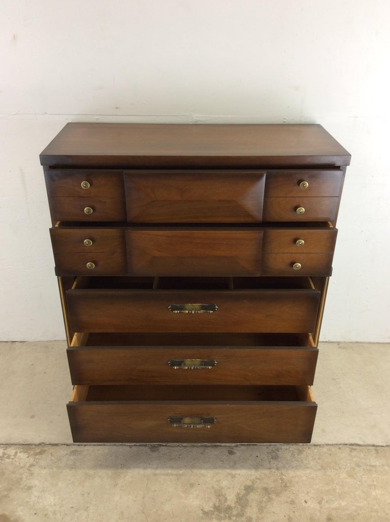 Mid-Century Modern Highboy Dresser with Beveled Drawer Faces For Sale ...