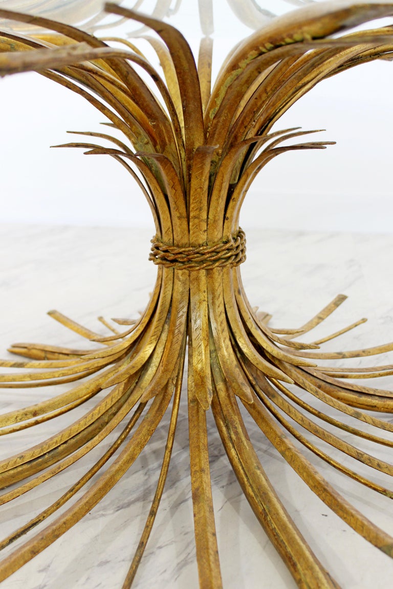 Mid-Century Modern Hollywood Regency Gilt Wheat Sheaf Round Cocktail ...
