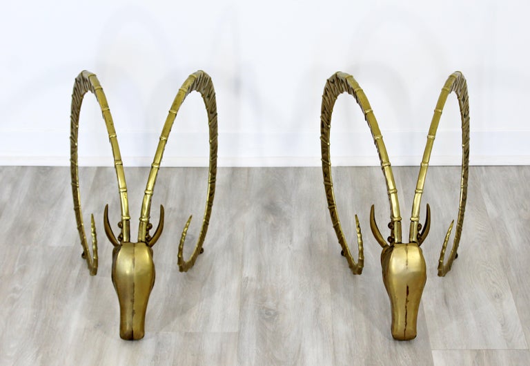 Mid-Century Modern Hollywood Regency Pair of Bronze Ibex Heads, Chervet ...