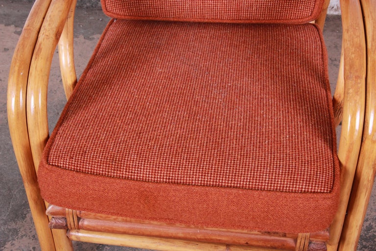 Mid-Century Modern Hollywood Regency Rattan Lounge Chair at 1stDibs