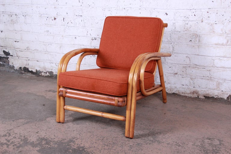 Mid-Century Modern Hollywood Regency Rattan Lounge Chair at 1stDibs