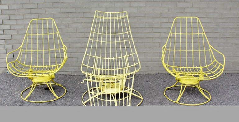 Mid-Century Modern Homecrest 3 Pc Patio Set Pair Swivel Armchairs and ...