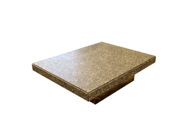 Mid-Century Modern Honed Granite Floating Coffee Table on Brushed Brass ...