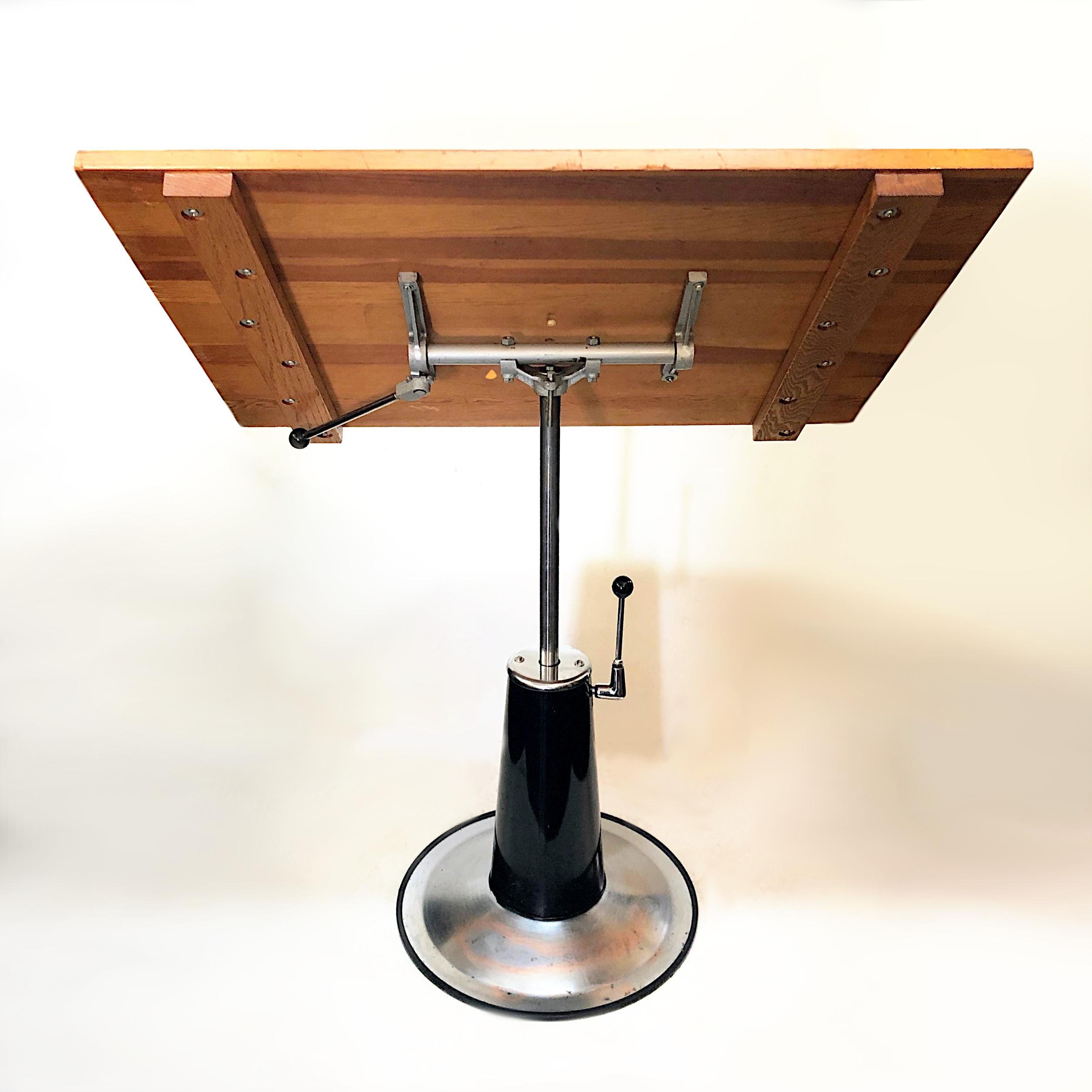 Mid-Century Modern Industrial Hydraulic Adjustable Drafting Table by ...