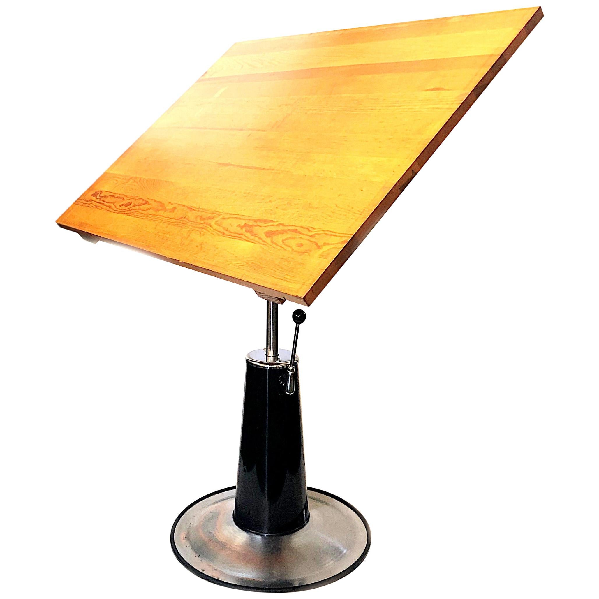 Mid-Century Modern Industrial Hydraulic Adjustable Drafting Table by ...