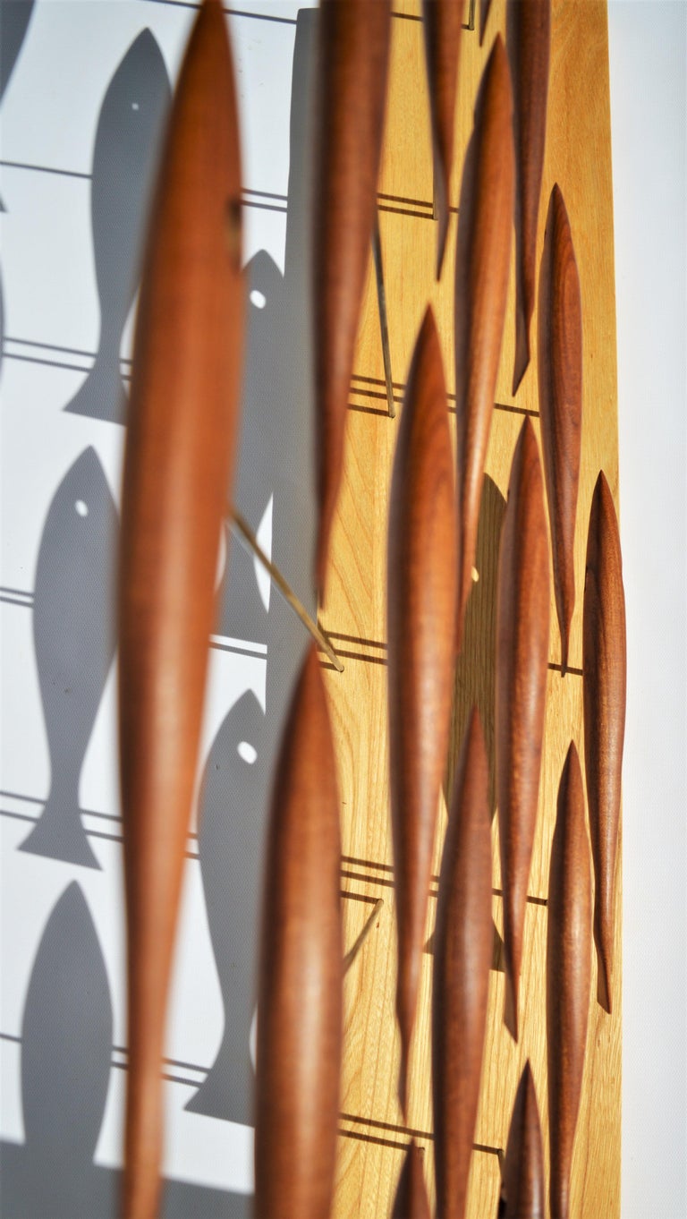 Mid-Century Modern Inspired 16 Fish Sculpture in Vintage Teak by Tyler ...