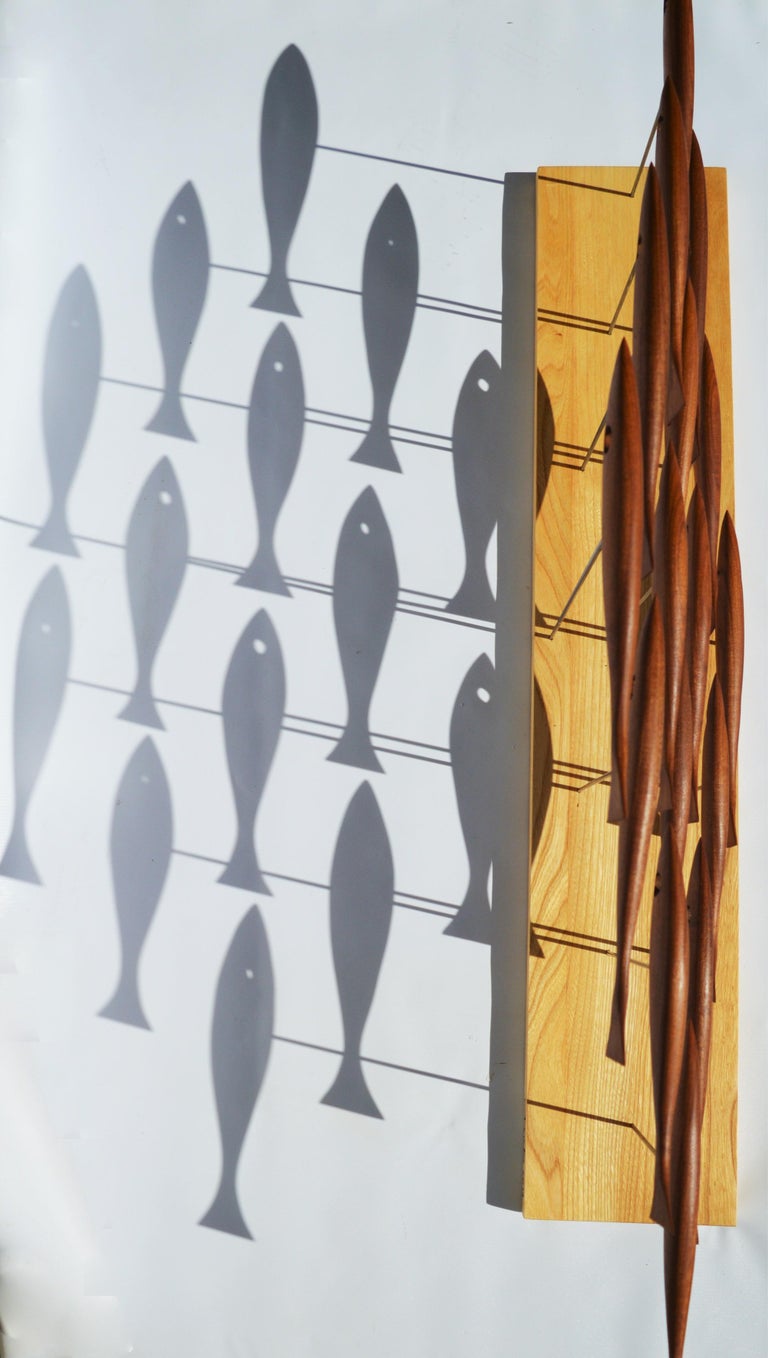 Mid-Century Modern Inspired 16 Fish Sculpture in Vintage Teak by Tyler ...