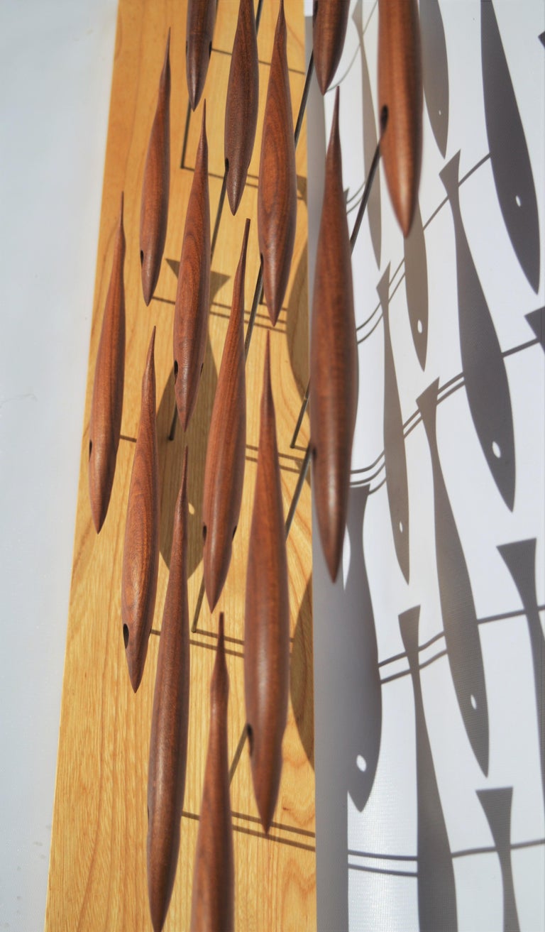 Mid-Century Modern Inspired 16 Fish Sculpture in Vintage Teak by Tyler ...