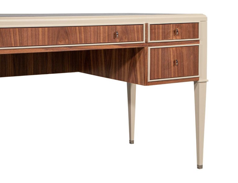 Mid-Century Modern Inspired 2-Tone Walnut Writing Desk For Sale at 1stDibs