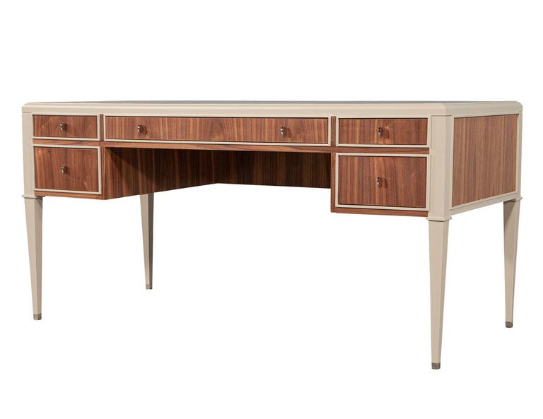 Mid-Century Modern Inspired 2-Tone Walnut Writing Desk For Sale at 1stDibs