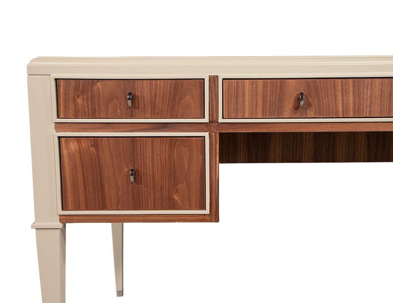 Mid-Century Modern Inspired 2-Tone Walnut Writing Desk For Sale at 1stDibs