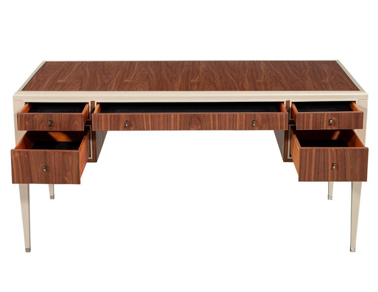 Mid-Century Modern Inspired 2-Tone Walnut Writing Desk For Sale at 1stDibs