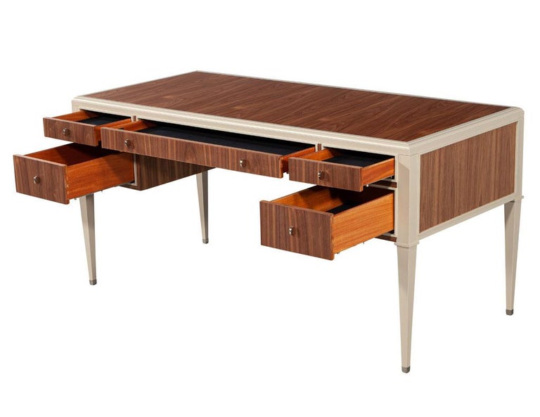 Mid-Century Modern Inspired 2-Tone Walnut Writing Desk For Sale at 1stDibs