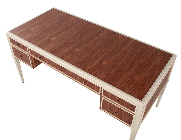 Mid-Century Modern Inspired 2-Tone Walnut Writing Desk For Sale at 1stDibs