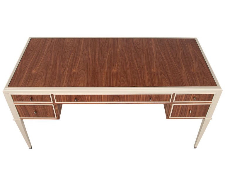 Mid-Century Modern Inspired 2-Tone Walnut Writing Desk For Sale at 1stDibs