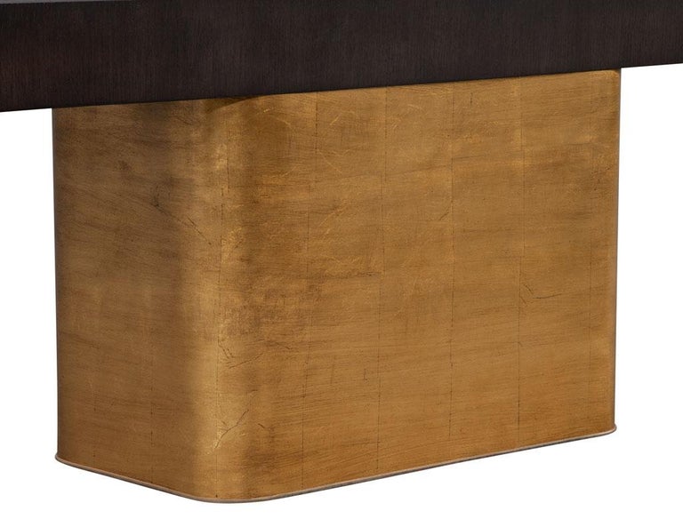 Mid-Century Modern Inspired Console Table with Pull Out Ottoman Stools ...