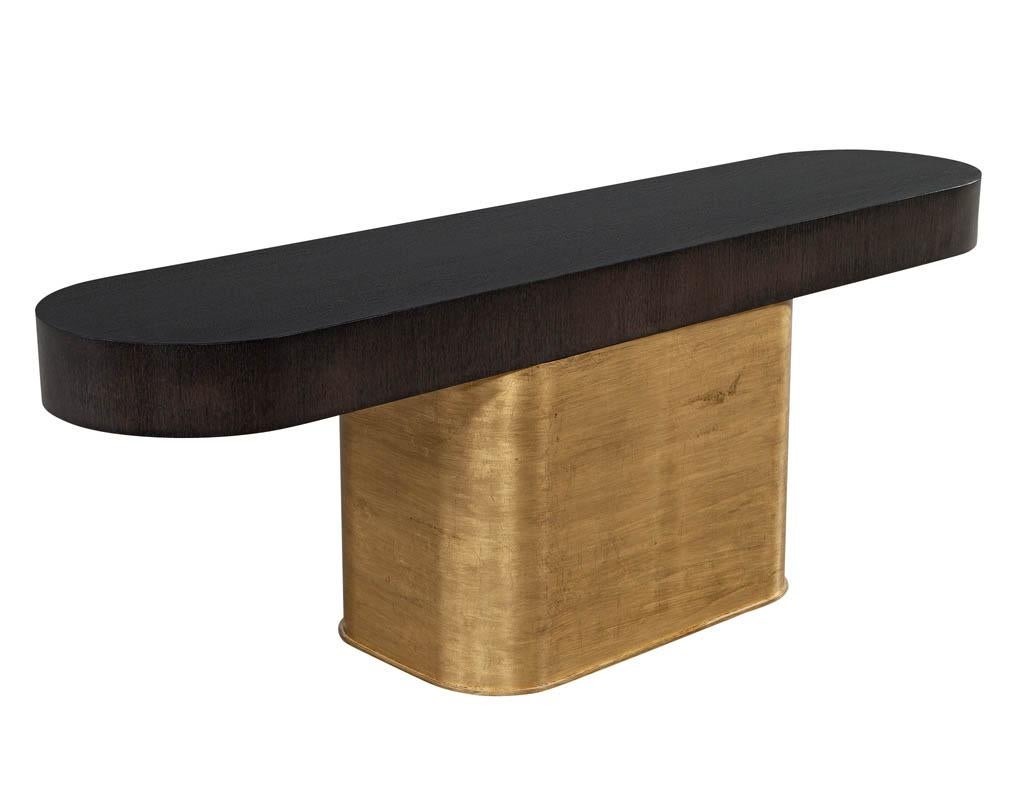 Mid-Century Modern Inspired Console Table with Pullout Ottomans Set For ...